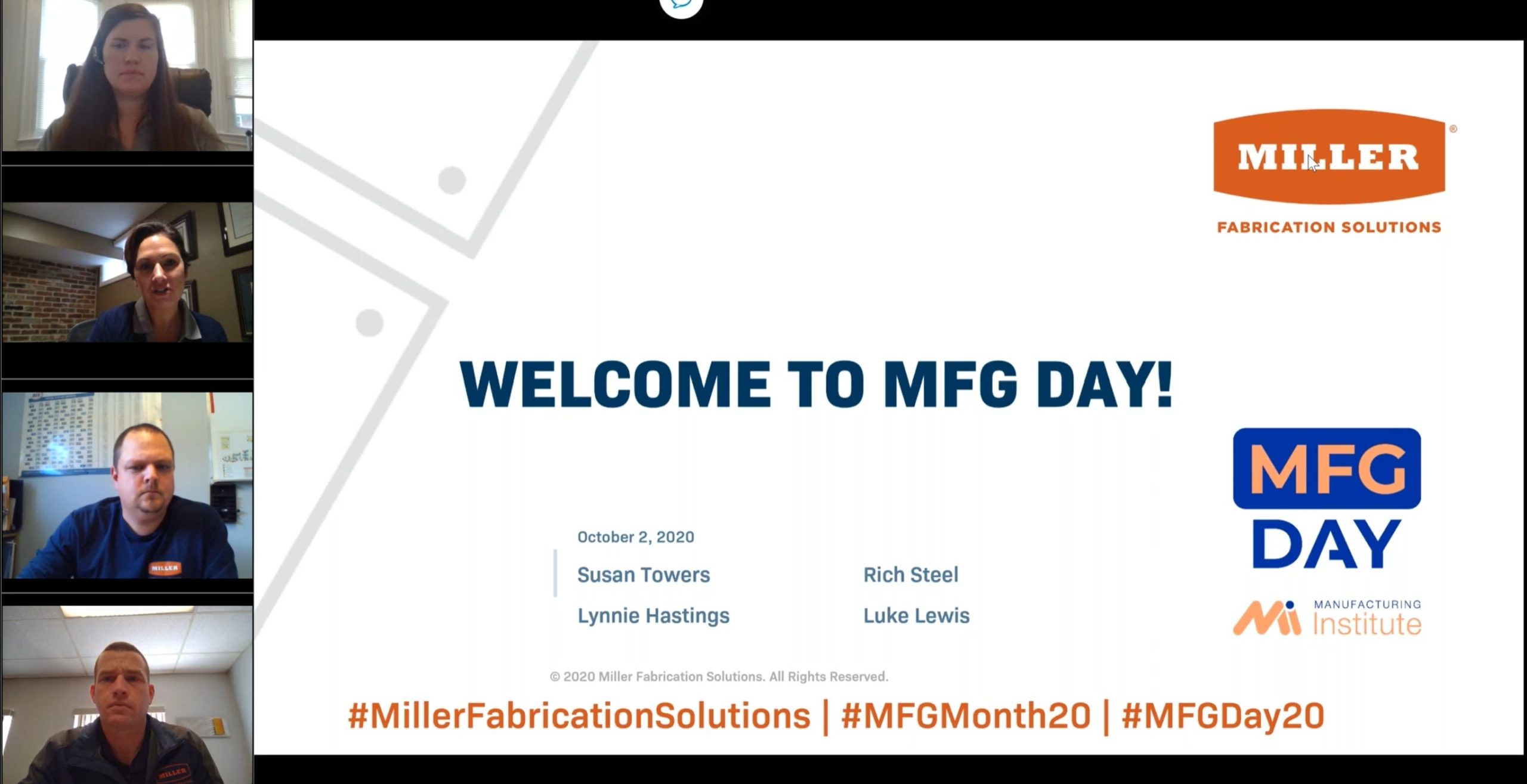 Webinar Recording: MFG Day @ Miller 2020 - Miller Fabrication Solutions